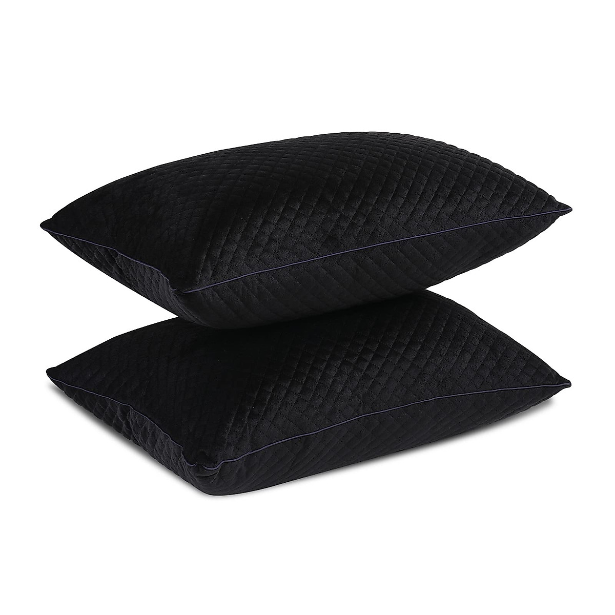 GOHOME Soft Pillows for Sleeping - Hotel Collection King Size Pillows 2 Pack for Side, Back and Stomach Sleepers, Velvet Bed Pillows with Adjustable Filling, Black 20"x36"
