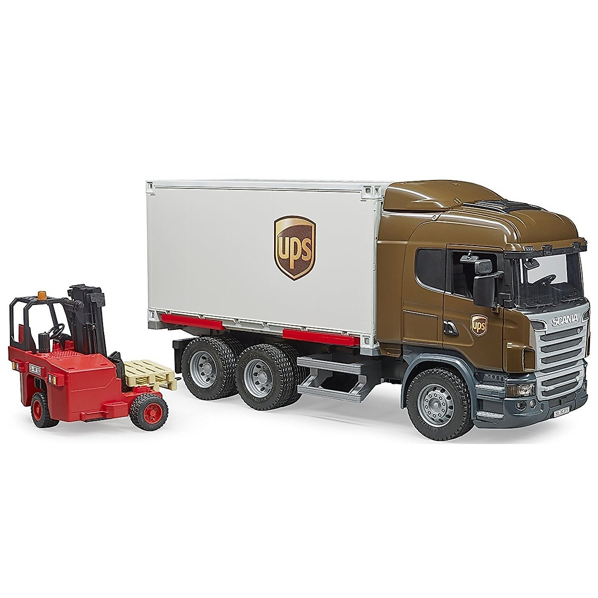 Bruder 03581 Scania R-Series Ups Logistics Truck with Forklift Vehicles