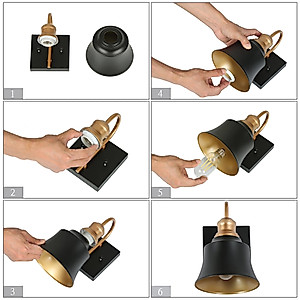 classy leaves Black Wall Sconces, Modern Farmhouse Sconce Wall Lighting Metal Shade Wall Mount Sconce Light Fixtures for Bedroom Mirror Living Room Matte Black and Dark Gold Finish