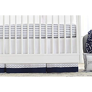 Just Born Boys and Girls Newborn Infant Baby Toddler Nursery Dust Ruffle Beddding Crib Skirt, Navy/White, One Size
