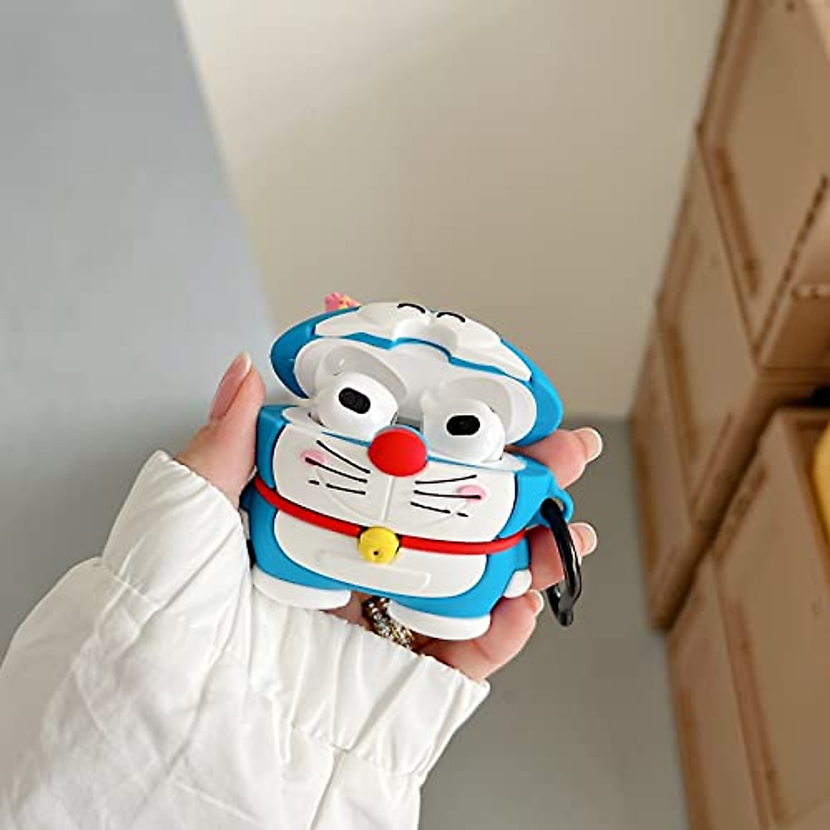 Compatible with AirPods 3rd Generation Case, [2021] Cute 3D Cartoon Doraemon Airpods 3 case with Keychain, Soft Silicone for Apple Airpods 3 Charging Case (Doraemon)