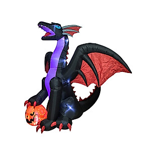 TRMESIA 8Ft Halloween Inflatable Huge Dragon Decoration Outdoor,Halloween Blow up Dragon for Indoor Backyard Garden Lawn Decoration Holiday Outside Yard Display Dinosaur Inflatable for Party
