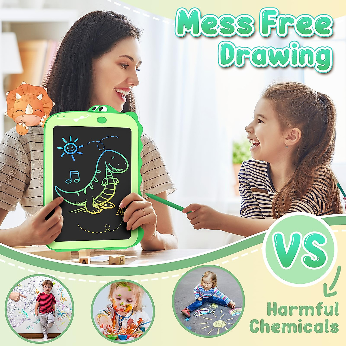 Valentines Day Gifts for Kids LCD Writing Tablet for Kids Toys 8.5" Toddler Toys Learning Drawing Board Dinosaur Toys for 3 4 5 6 7 Year Old Boys Girls Birthday Gifts Idea Light Doodle Pad