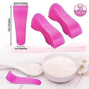 50 Pieces Hair Wax Cleansing Spatulas Makeup Sticks Rose Red Mask Scraper Plastic Waxing Applicator Hair Waxing Removal for Depilatory Creams Woman and Girls