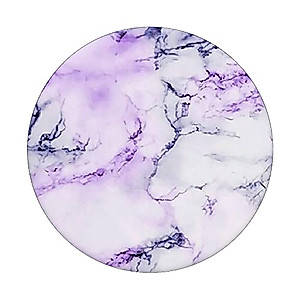 Elegant Purple and White Natural-Marble PopSockets Swappable PopGrip