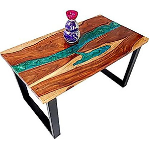 Epoxy Table, Live Edge Wooden Table, Epoxy Resin River Table, Natural Wood,Dining Table, Natural Epoxy Table, Resin Table 42" x 24" Inch