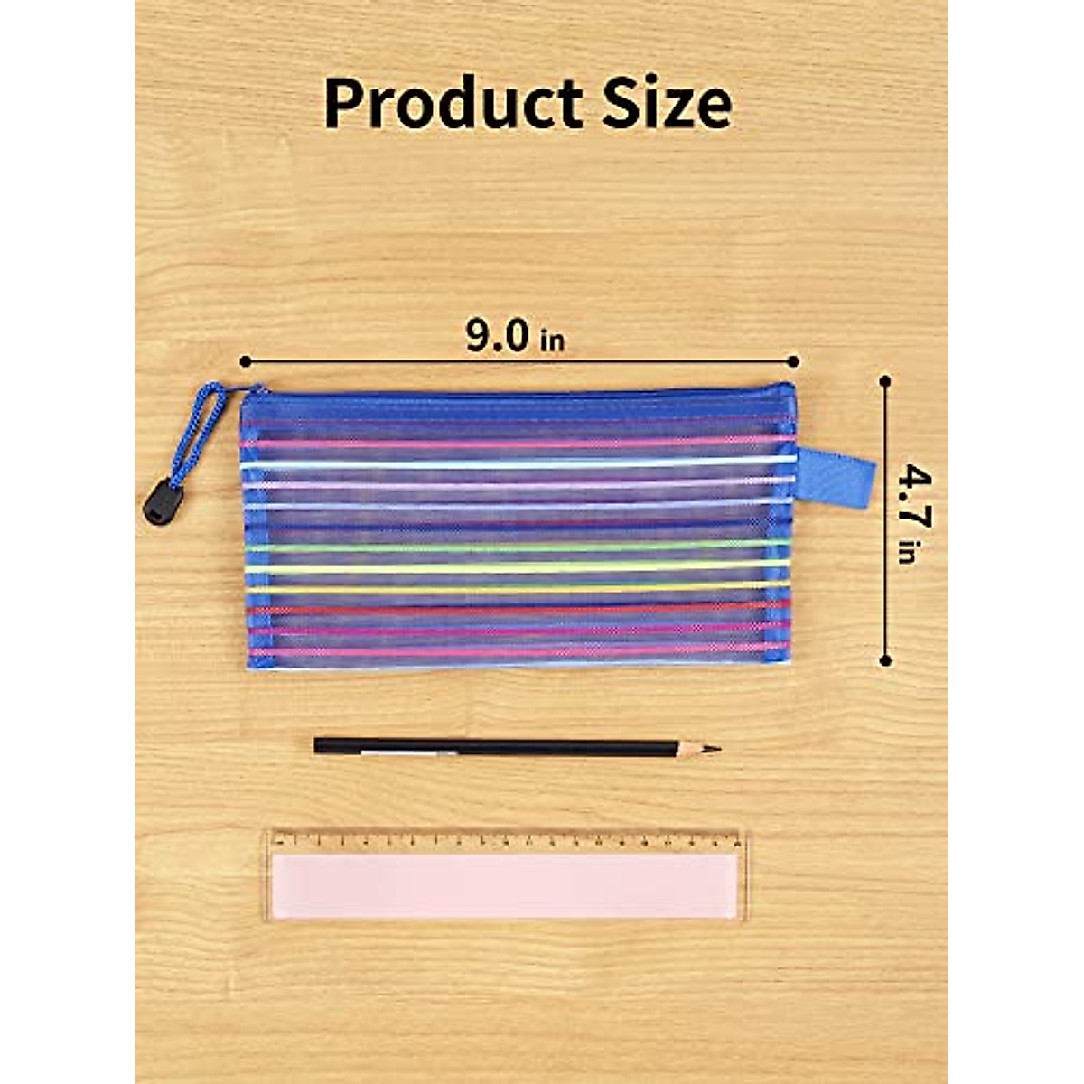 JARLINK 20 Pack 10 Colors Zipper Mesh Pouch, Pencil Pouch Pen Bag Multipurpose Travel Bags for Office Supplies Cosmetics Travel Accessories Multicolor