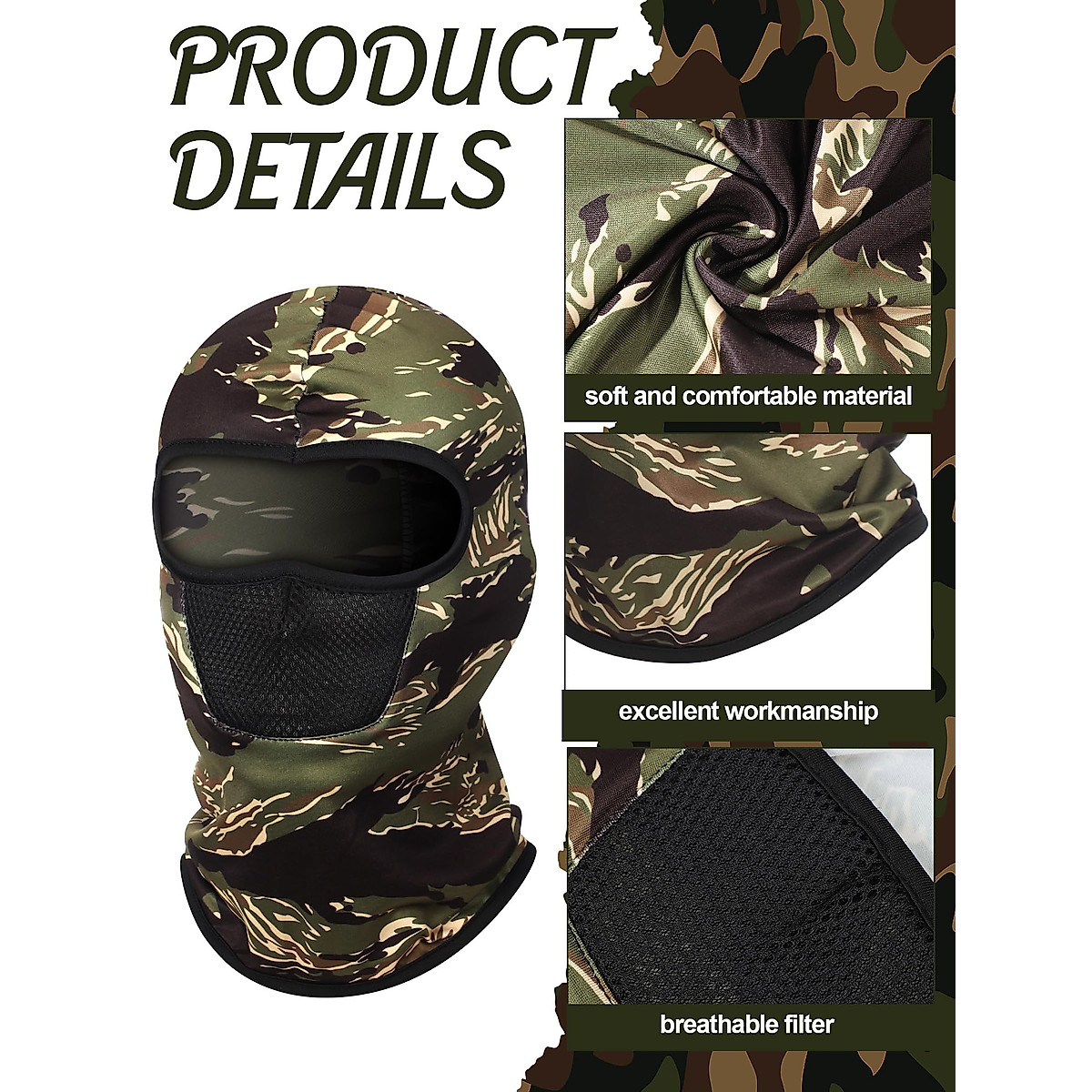 SATINIOR 9 Pieces Balaclava Ski Mask Cover Breathable Sun Dust Protection Full Face Cover for Winter Outdoor Activities(Medium,Novel Camouflage)