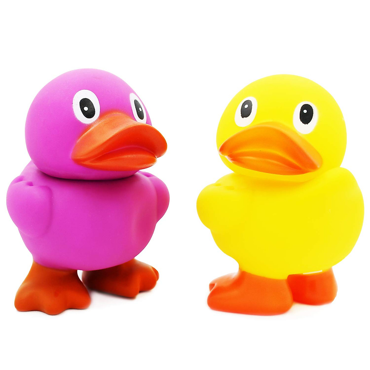 The Dreidel Company Jumbo Rubber Duck Toy with Flippers, Squeeze to Squeak N' Quack, Giant Rubber Duckies for Kids, Bath, Baby Shower, Birthday, Pool Activity,6.5" Tall (2-Pack Assorted)