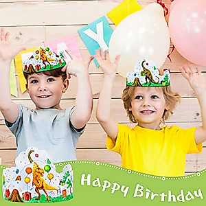 Zhanmai 30 Pcs Dinosaur Party Hats Paper Birthday Party Crowns Dinosaur Paper Hats Theme Party Supplies for Kids Boys Girls, 6 Styles
