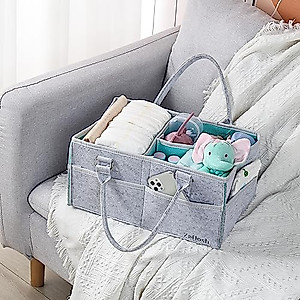 Zaflosh Baby Diaper Caddy Organizer, Large Size Diaper Organizer with Removable Dividers, Car Diaper Caddy, Baby Organizer for Changing Table, Nursery Storage Caddy for Baby Essentials