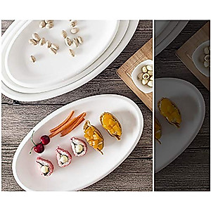 Foraineam Set of 3 Sizes Porcelain Oval Serving Platters White Dinner Plates Serving Dishes for Party, Dessert, Sushi, Fish