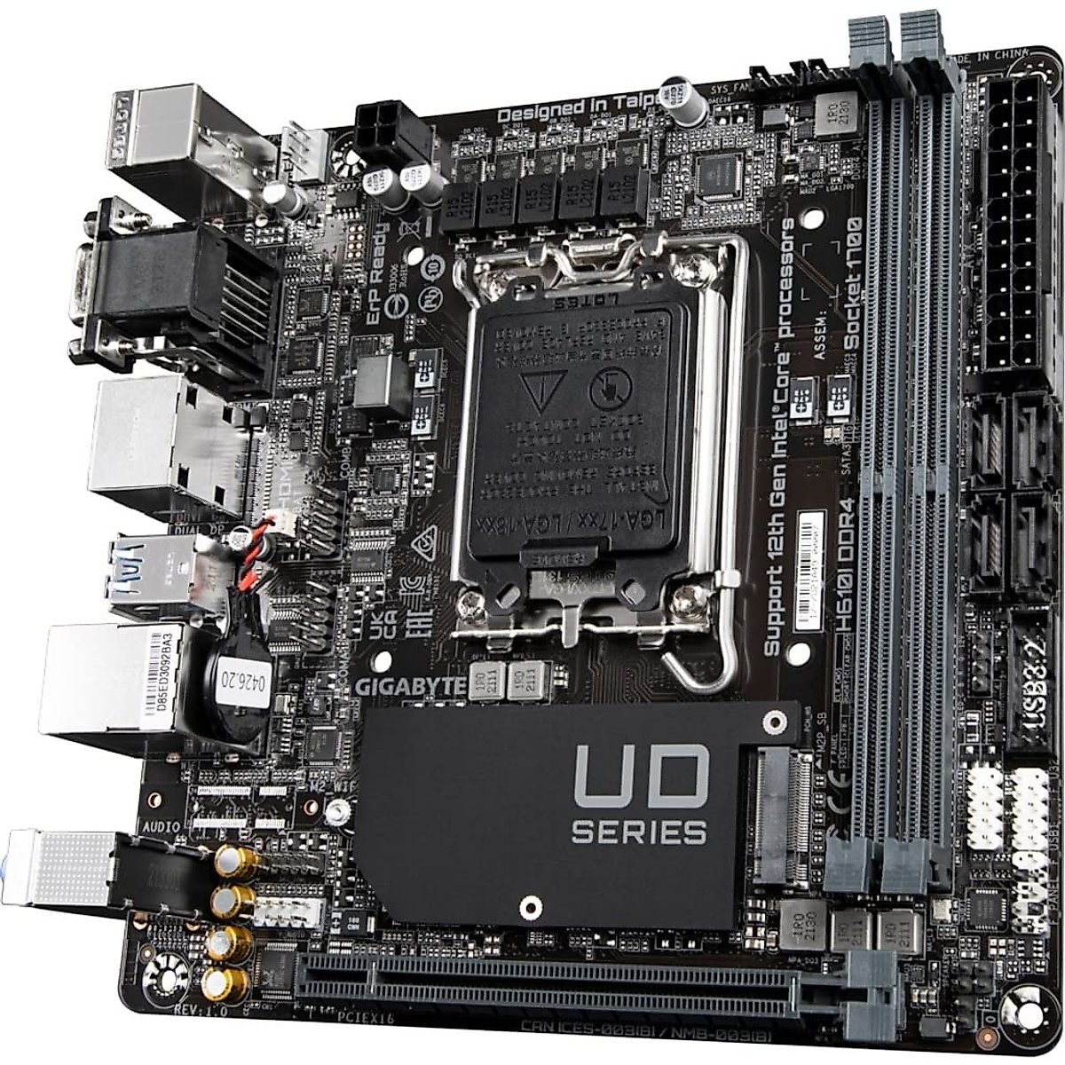 GIGABYTE H610I DDR4 (H610/ Intel LGA 1700/ Mini-ITX/ DDR4/ Single M.2/ PCIe 4.0/ USB 3.2 Gen1/ Intel GbE LAN Chip/Motherboard)