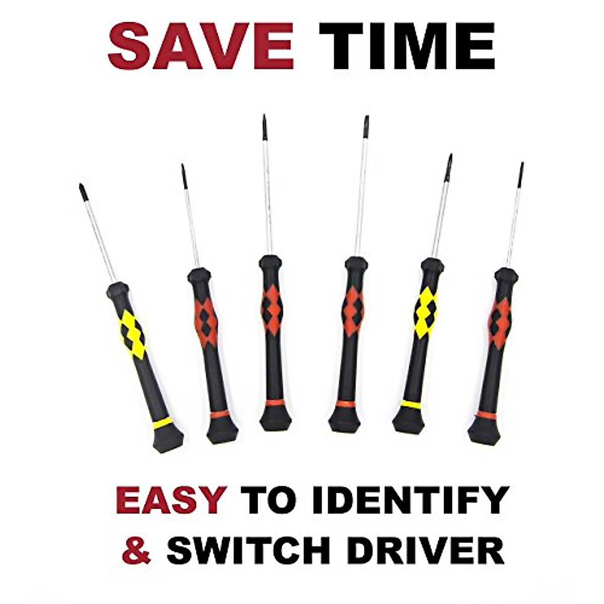 Kutir Precision Screwdriver Set (Set of 6) - Magnetic Flathead and Philips With Separate Colors Handle - Professional Repair Tool Kit For Electronics, iPhone, SmartPhone, PC, Jewelry, Watch, Eyeglass