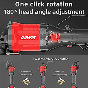 NAWIN 20V-cordless angle grinder 4-1/2'' cut off tool 2×4.0Ah Batteries & Charger,Max Brushless Motor 9000 RPM for Cutting, Grinding,Polishing（angle grinder variable speed）