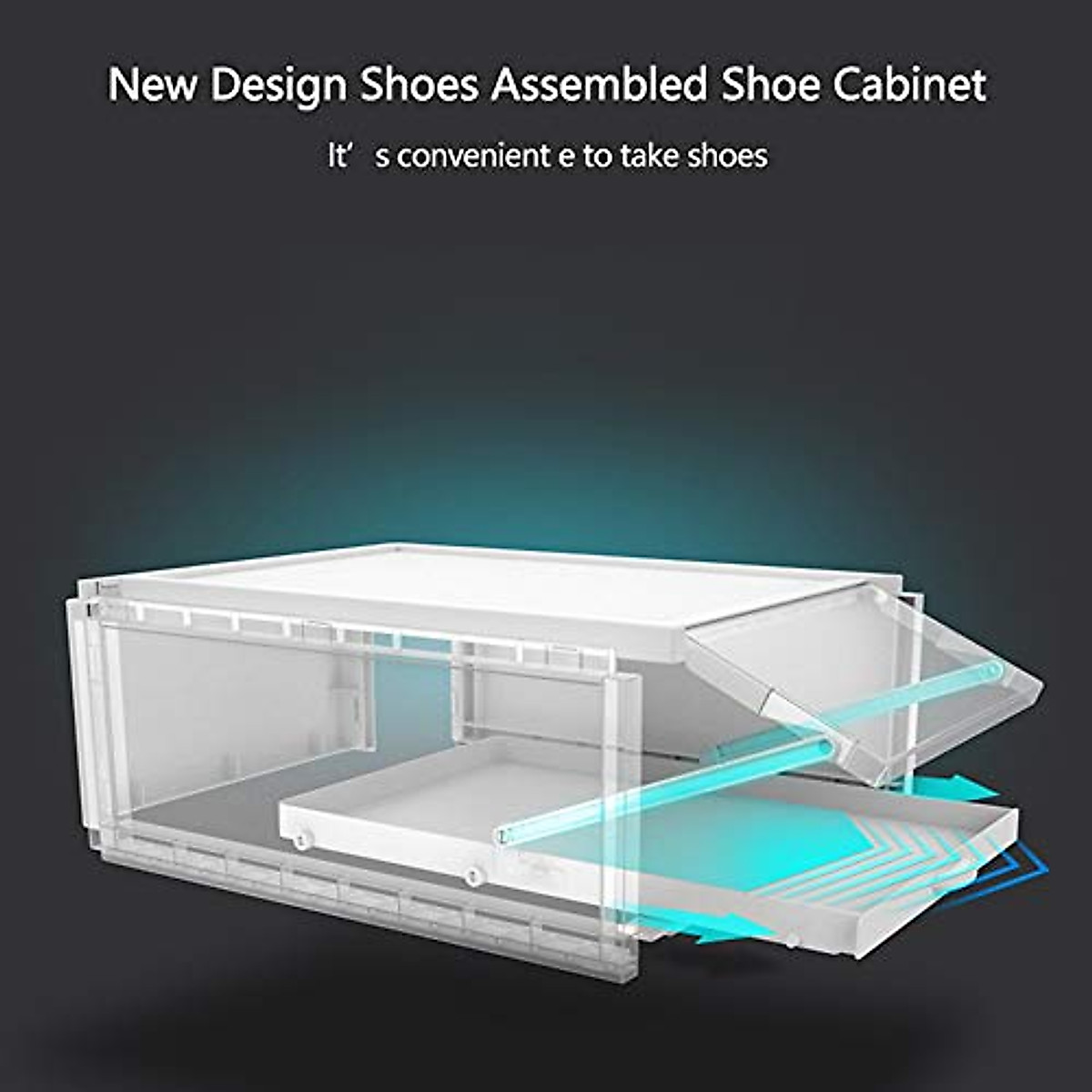 DACUN Safety Certification 10PCS Pull-Out Shoe Boxes, Drawer-Style Shoe Box, Stackable Shoe Storage Organizer, Space Saving Large Size Modular Shoe Cabinet, Foldable Clear Plastic Shoe Case