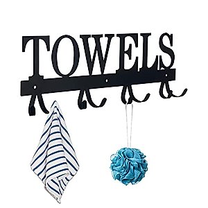 MINCORD Towel Rack Wall Mount Black Metal Rustproof and Waterproof Towel Holder for Bathroom Bedroom Kitchen Pool Beach Towels,Bathrobes,Robes,Coats,Keys - 8 Hooks