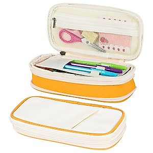 deli Foldable Pencil Pen Case Big Capacity Pencil Pouch Large Pencil Bag Makeup Bag for Teen Boys Girls School Students, Orange