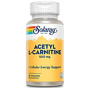 SOLARAY Acetyl L-Carnitine 500 mg | Healthy Cellular Energy, Memory, Mood, and Cardiovascular Support | 30 VegCaps