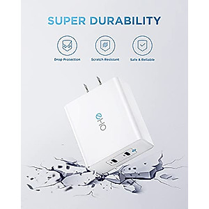 USB C Wall Charger, EHO 40W(20W Max Each) Dual USB C Charger, 20W Fast Charger Power Adapter Compatible with MacBook Air, iPhone 13/12, MagSafe Wireless Charger/MagSafe Duo Charger Galaxy S21, White