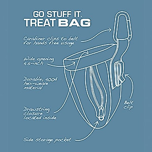 Kurgo Dog Training Treat Pouch Bag, Treat Bags for Dogs, Portable Pet Pocket Waist Clip Bag, Reflective Snack Bag for Pets, Includes Clip & Carabiner, Go Stuff-It Bag, Coastal Blue