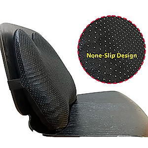 LunaBox Dense Lumbar Pillow - Ergonomic Patented Multi-Region Back Support for Lower Back Pain Tailbone Relief, Lumbar Support Cushion w/Strap for Home, Office Chair and Sofa - Black