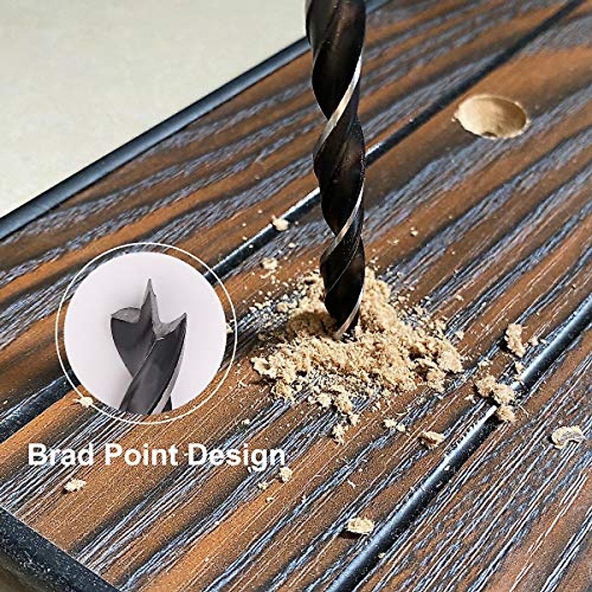 COMOWARE Extra Long Brad Point Drill Bit Set - 300mm Carbon Steel Wood Drill Bit Set for Hardwood, Plywood, Plastic, Aluminum, 7Pcs | 1/8'', 3/16'', 1/4'', 5/16'', 3/8'', 7/16'', 1/2'' (7 Pcs)