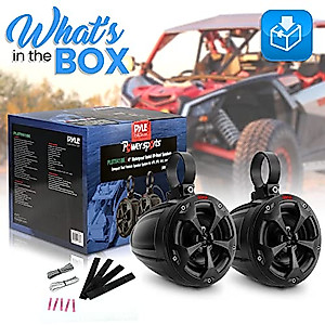 Pyle PLUTV41BK 2-Way Dual Waterproof Off-Road Speakers, 4 Inch 800 Watt Marine Grade Wakeboard Tower Speakers System, Full Range Outdoor Audio Stereo Speaker for ATV, UTV, Quad, Jeep, Boat -Black