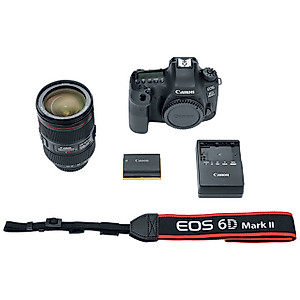 Canon EOS 6D Mark II DSLR Camera w/EF 24-105MM F/4 L is II USM Zoom Lens + 128GB Memory + Case + Tripod + Filters (34pc Bundle) (Renewed)