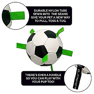 Hyper Pet The Original Quality Grab Tabs Dog Soccer Ball & Dog Football (Indoor-Outdoor Interactive Dog Toy Dog Balls with Easy Grab Tabs) Fun Dog Tug Toy and Dog Ball - 7.5"