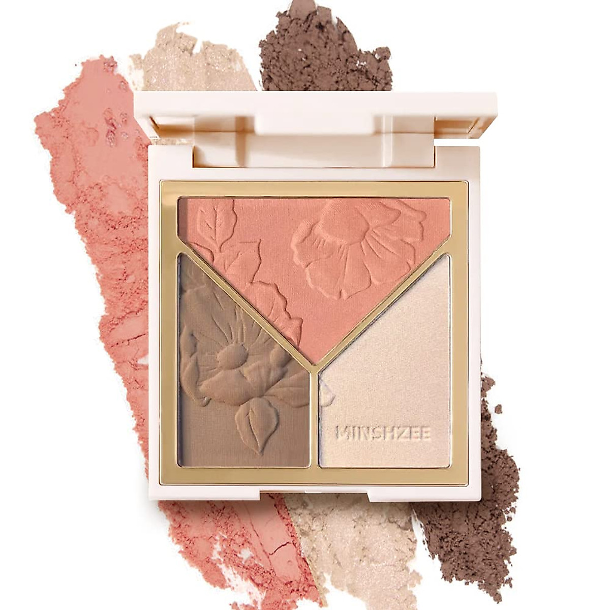 Highlighter & Contour & Blush 3 in 1 Makeup Palette with Brush, Matte Shimmer Glow Illuminator Powder Perfect For Face Highlight,Contour,Bronzer,Shape,Silky Brillliant Compact Make-up