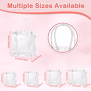 WDSHCR 50 Pcs Clear Gift Bags with Handles Plastic Gift Bags Transparent Reusable Tote Bags Candy Goodie Bags for Mother's Day Boutique Wedding Birthday Baby Shower Party (5.1 x 5.9 x 2.7 Inch)