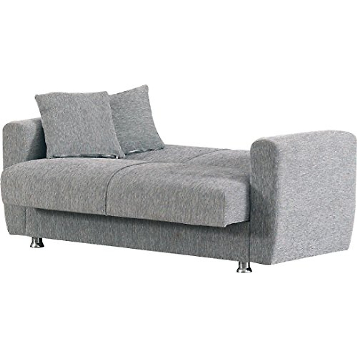 BEYAN Niagara Collection Contemporary Upholstered Convertible Storage Love Seat with Easy Access Storage Space, Includes 2 Pillows, Gray
