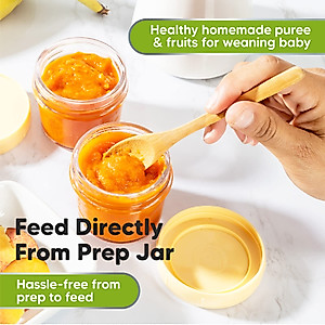 KeaBabies 6pk 4oz Glass Baby Food Containers - Leak-Proof, Microwavable Small Baby Glass Jars with Lids, Baby Food Storage Containers, Baby Snack Containers, BPA-Free Baby Food Jars (Nord)