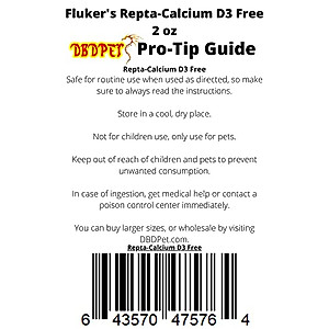 DBDPet Fluker's Reptile Calcium Supplement Without Vitamin D3 2oz - Includes Attached Pro-Tip Guide