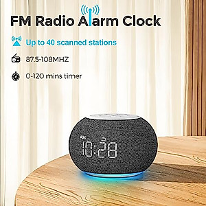 REACHER Auto Dimmable Alarm Clock Radio for Bedrooms, Improved Reception FM Radio, 9 Color Night Light, 0-100% Dimmer, 7 Wake Up Sounds, Sleep Timer, Small Digital Clock for Bedside