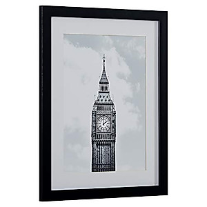 Amazon Brand – Stone & Beam Modern Black and White Photo of Big Ben, Black Frame, 18" x 22"