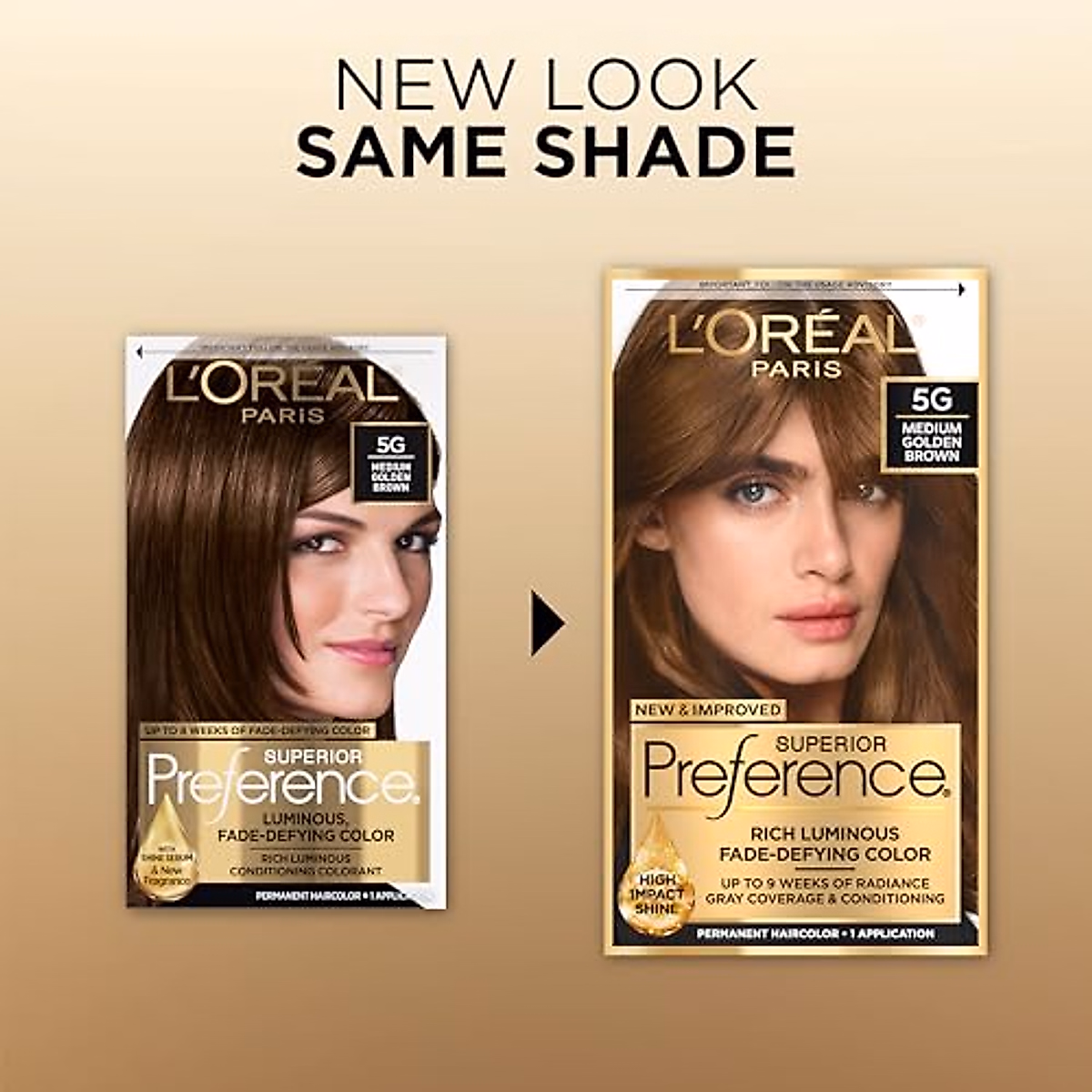 L'Oreal Paris Superior Preference Fade-Defying + Shine Permanent Hair Color, 5G Medium Golden Brown, Pack of 1, Hair Dye