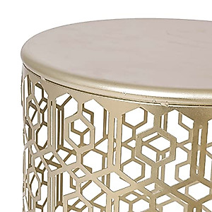 Adeco Metal Nesting Tables Set of 2, Round End Side Coffee Table Decorative Nightstands for Home Office Indoor and Garden Outdoor, Gold