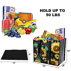 BeeGreen Flowers Extra Large Tote Bag Reusable Bags 12 Pack with Reinforced Handles And Removable Bottom Foldable Bulk for Christmas Kitchen Groceries Heavy Duty Shopping Bags Reusable Produce Bags