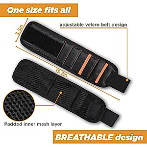 Magnetic Wristband with 15pcs Strong N38 Magnets, Tool Gift for Father, Boyfriends, Handyman, Electrician