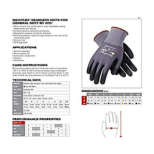 ATG 34-874/L MaxiFlex Ultimate - Nylon, Micro-Foam Nitrile Grip Gloves - Black/Gray - Large - 12 Pair Per Pack