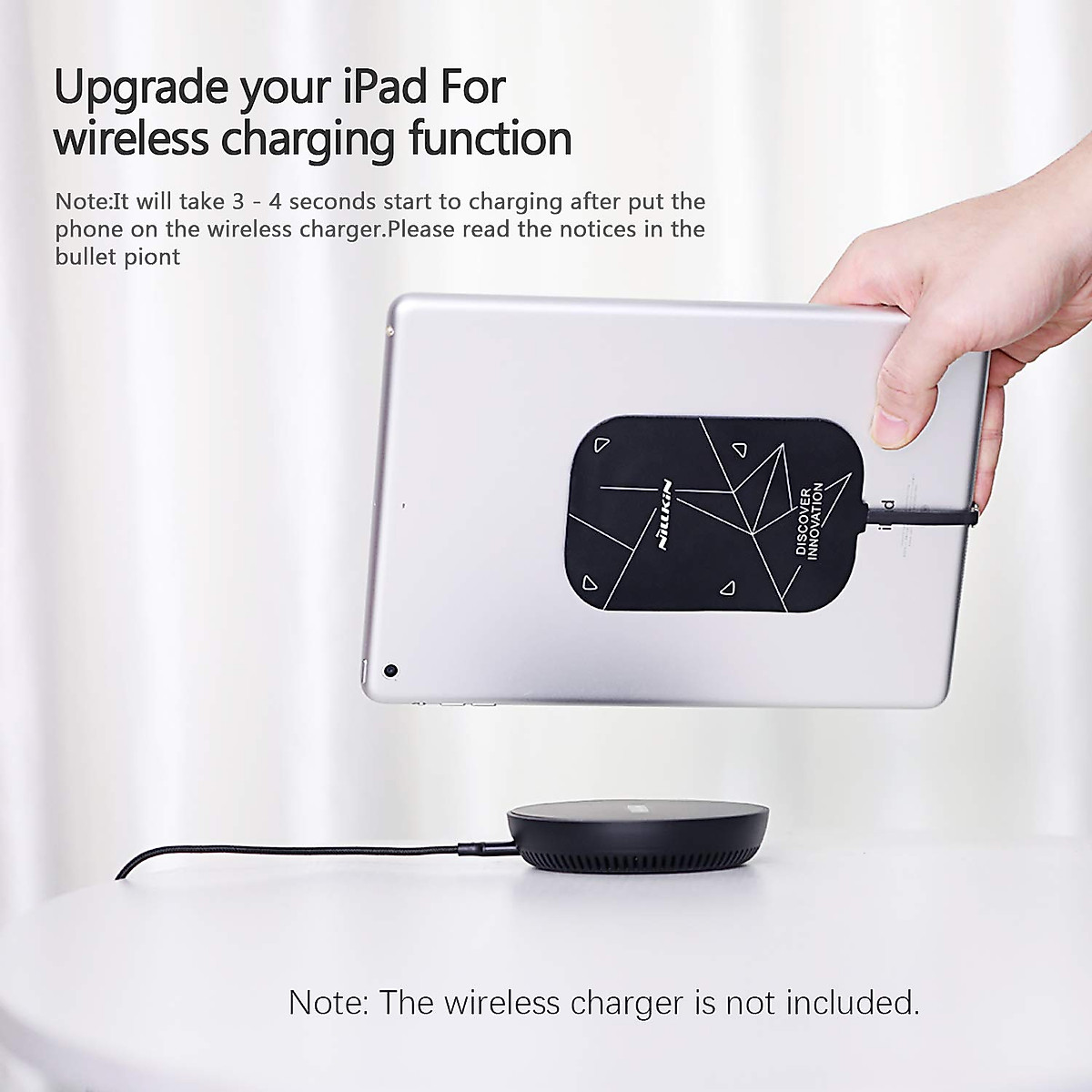 Nillkin Wireless Charger Receiver for ipad - Qi Coil for Tablet Wireless Charging, Compatible with iPad 9th/8th/7th Generation, MagicTag Plus Lightning Long
