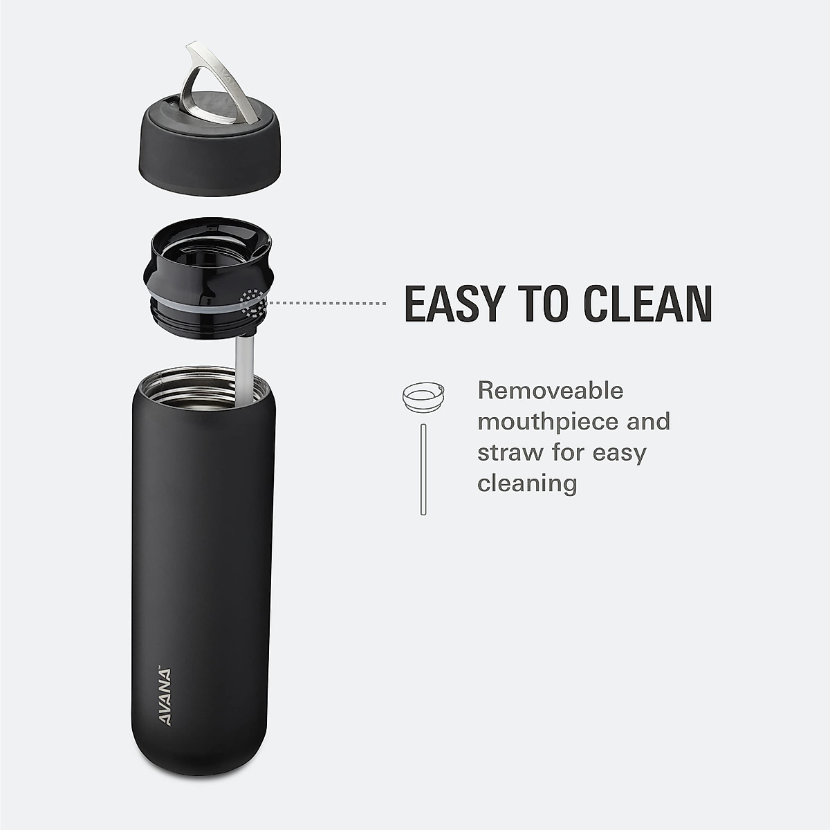 Avana Beckridge Stainless Steel Double Wall Insulated Water Bottle, 32-Ounce, Onyx