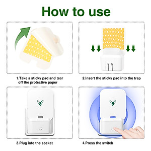 Fly Trap Indoor with 20 Refills,Plug-in Bug Catcher with UV&Blue Light,Gnat Traps for House Indoor Bug Light Trap,Fruit Fly Traps Indoor for Moths,Mosquito,Flying Insect Trap Indoor for Home Office(2)