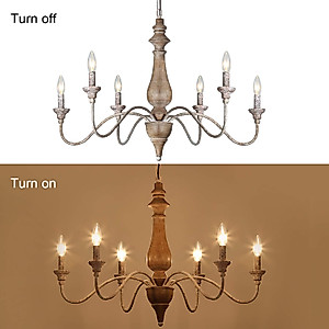 Congratsu 6 Light French Country Chandelier for Dining Room, Farmhouse Chandeliers for Living Room, Bedroom, 29.5” Dia