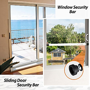 BsBsBest Window Security Bars Inside Adjustable 18 to 51 Inch Sliding Door Security Bar Interior White 1 Pack Window Locks Security up and Down Window Bars Security Extendable