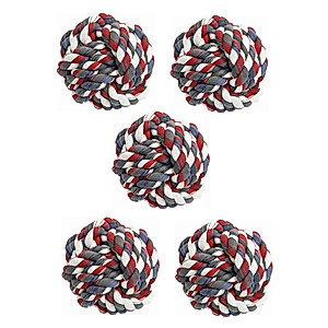 MPP Rope Dog Ball Toy 3.75 Inch Durable Dental Flossy Tough Chew Choose Quantity (4 Ball Toys)