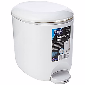 Addis Premium Deluxe Bathroom Pedal Bin with Inner, 3.5 Litre, White Grey, 29 x 18.5 x 23cm