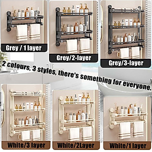 Towel Shelf，Bathroom Towel Rack with Shelf SUS304 Stainless Steel Wall Mount with Upgrade Suction Cup for Bedroom Bathroom Kitchen(White,15.75x5.91x9.45in)